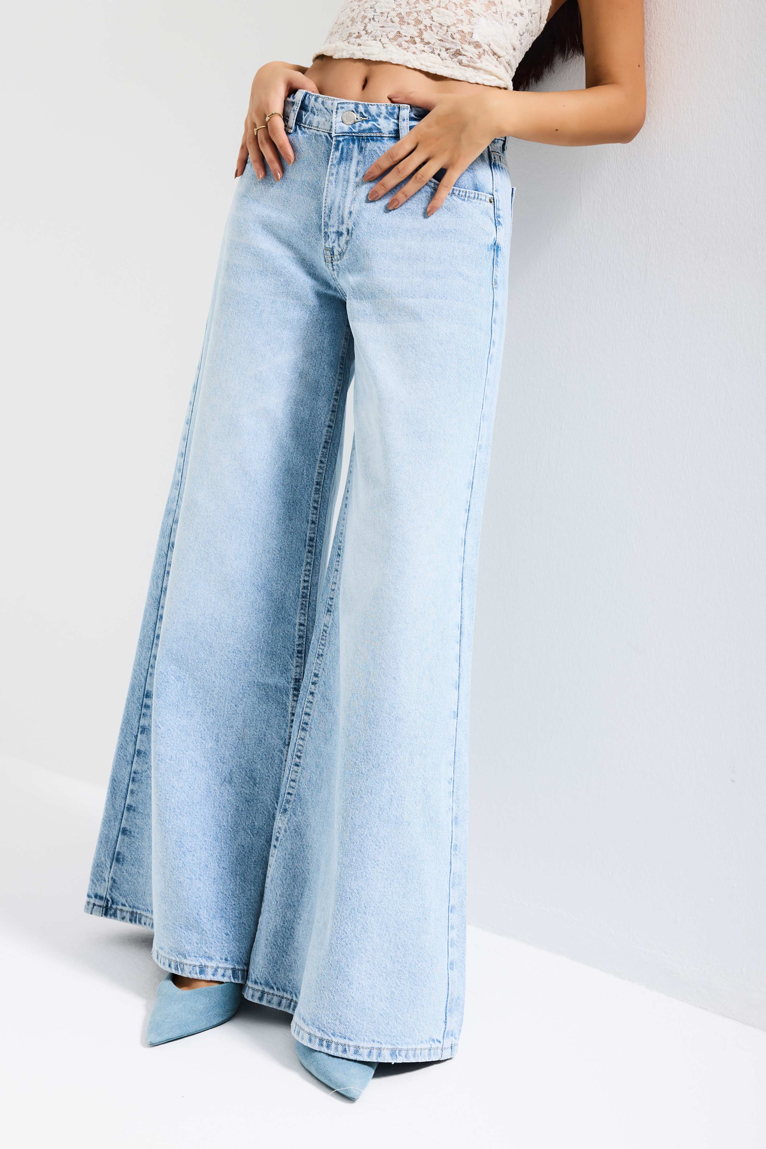 Kadın Ice 4s6-3 Elephant Leg Süper Bol %100 Koton Denim Jean